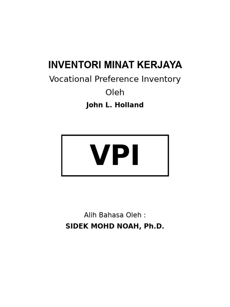 Vocational Preference Inventory (VPI) | PDF