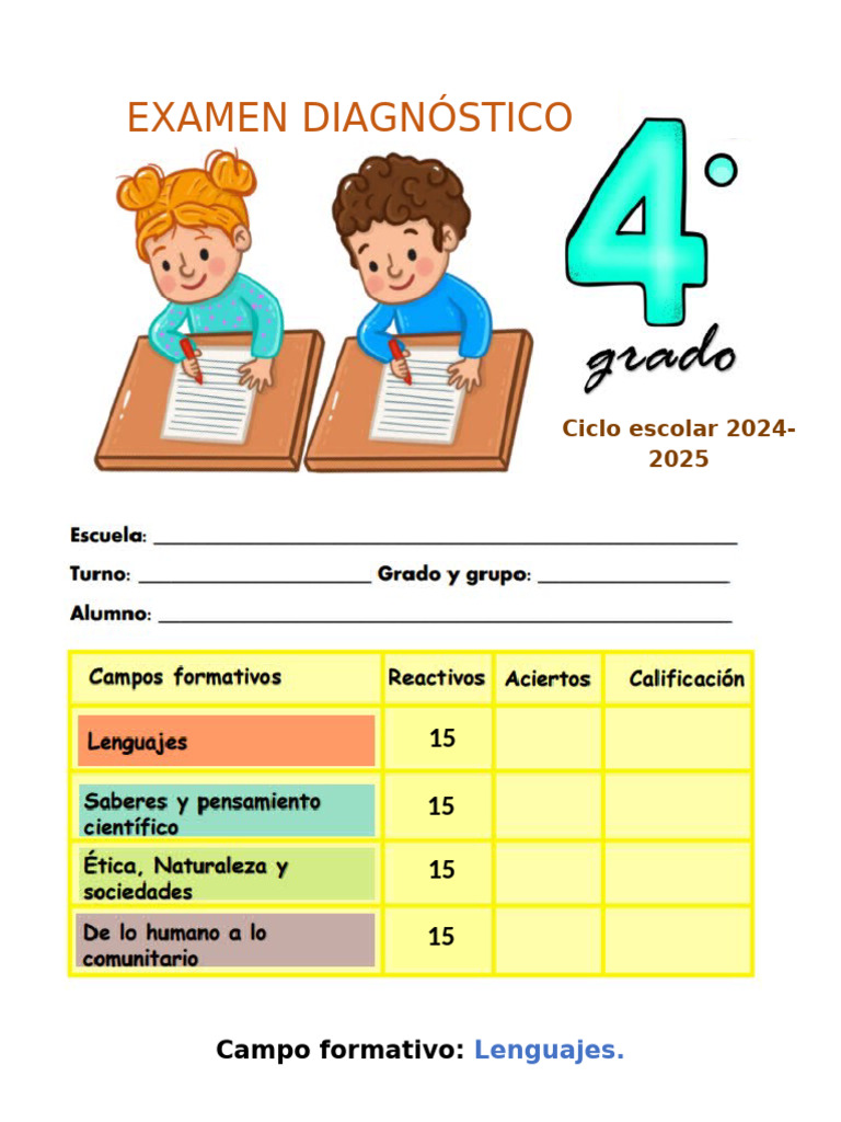 Examen Diagnóstico de Lenguajes 2024-2025 | PDF | Masa | Temperatura
