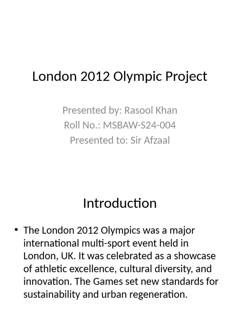 London 2012 Olympic Project | PDF