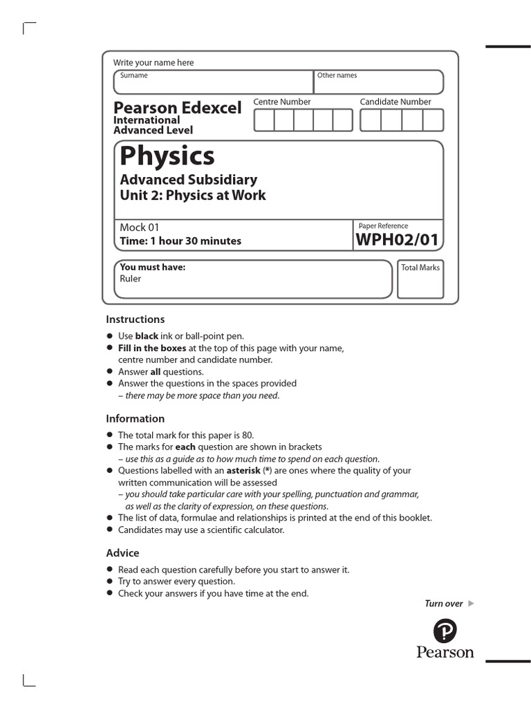 Physics Mock Exam Unit 2: AS Level | PDF | Photoelectric Effect | Frequency