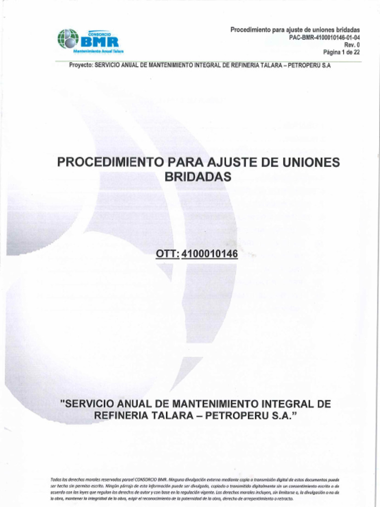 PAC-BMR-4100010146-01-04 Ajuste de Uniones Bridadas V0 | PDF