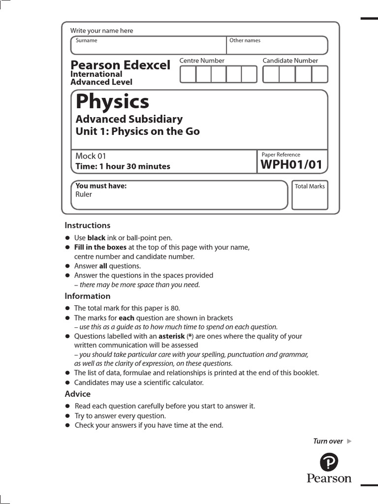Mock 01 Questionpaper-Unit1 | PDF | Physical Quantities | Applied And Interdisciplinary Physics