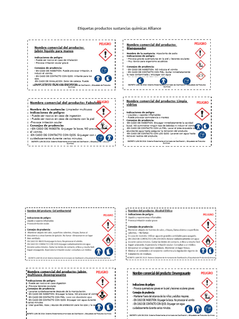 Etiquetas Sga Para Productos Químicos Pdf Quemar Agua