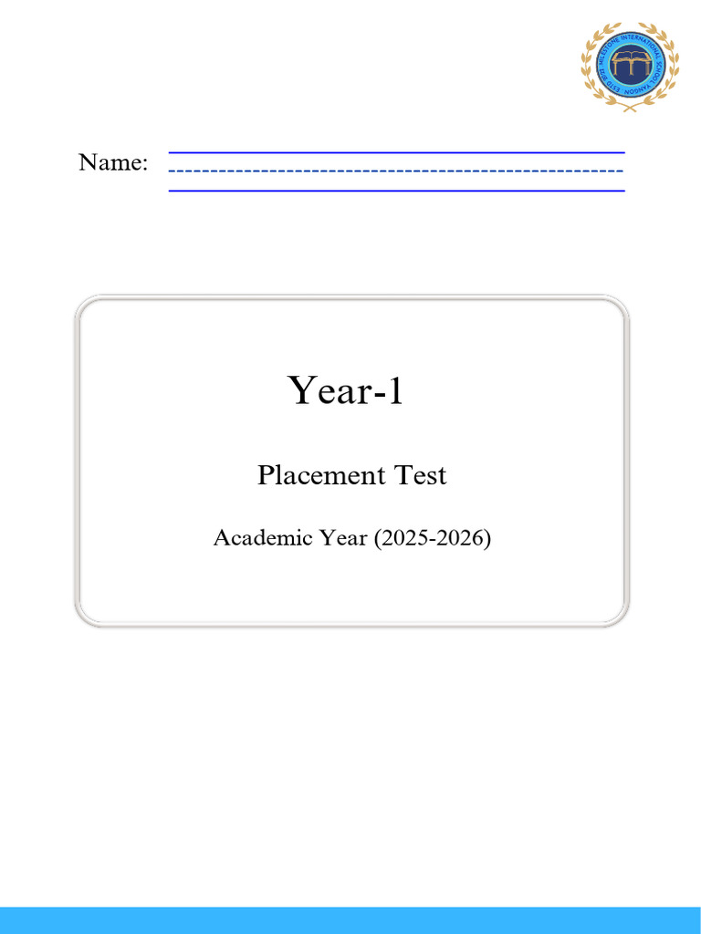 Placement Test Year-1 | PDF
