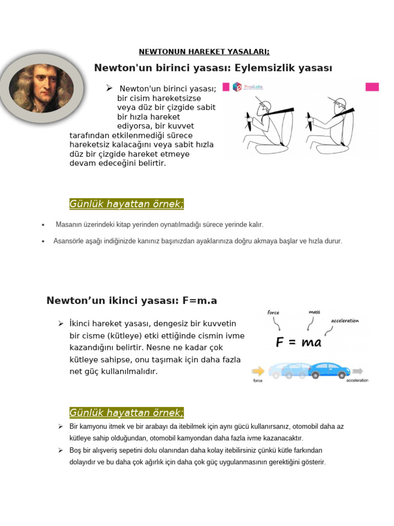newtonun hareket yasaları | PDF