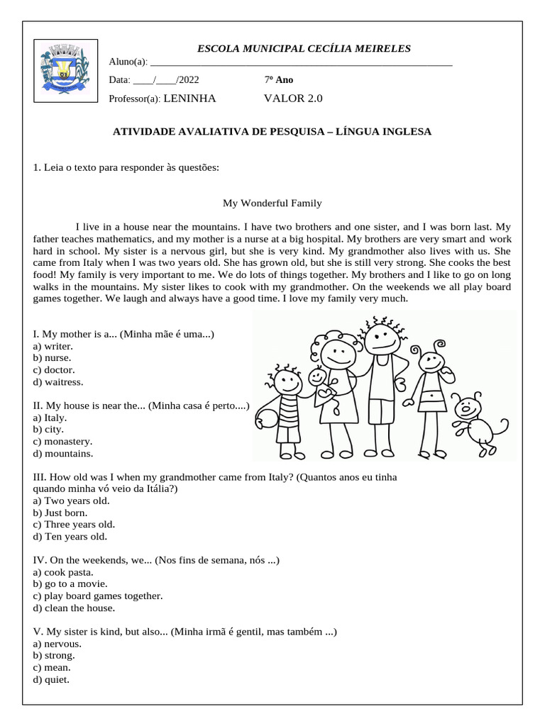 7ANO - ATIVIDADE AVALIATIVA DE PESQUISA | PDF