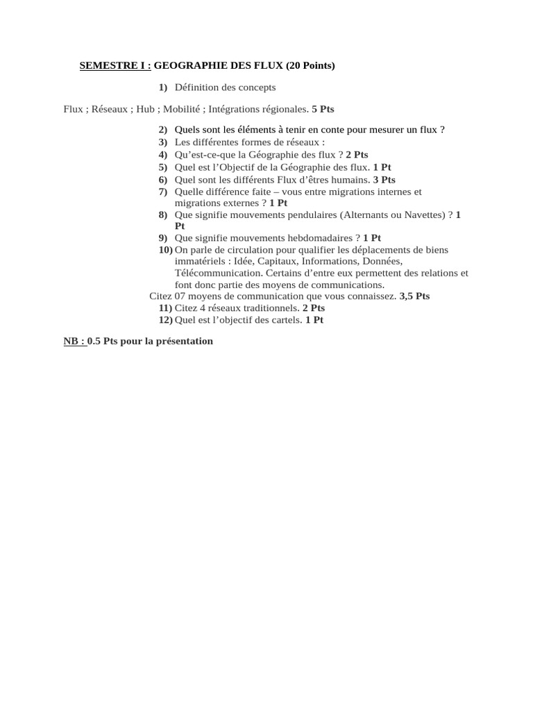 Géographie des Flux en 4ème | PDF