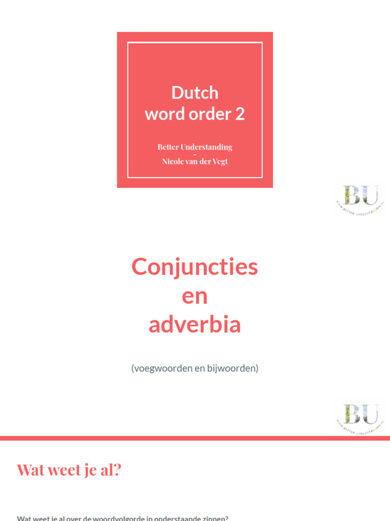 Dutch Word Order 2 B1 | PDF