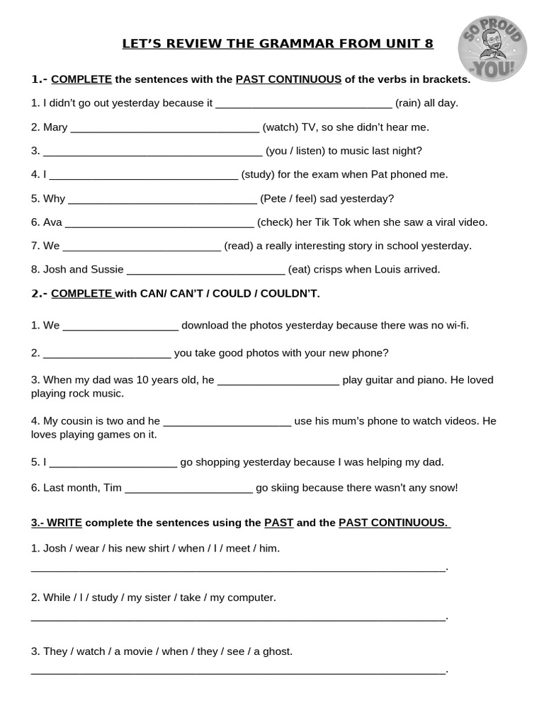 Review Grammar U8 | PDF