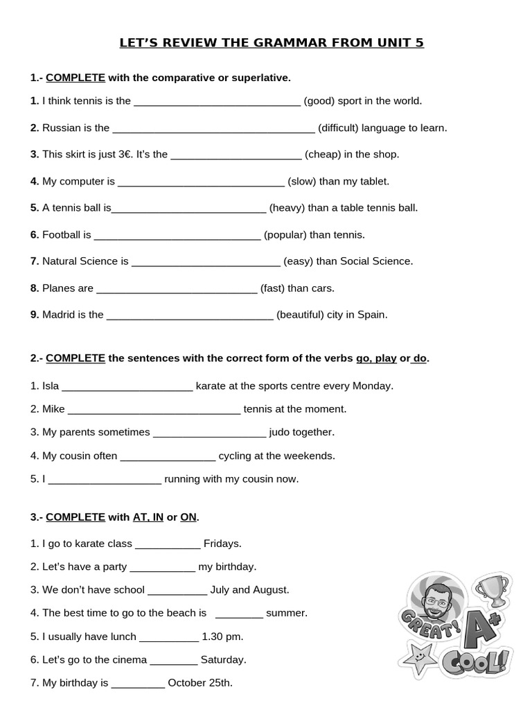 Review Grammar U5 | PDF