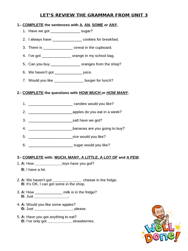 Review Grammar - U3 | PDF