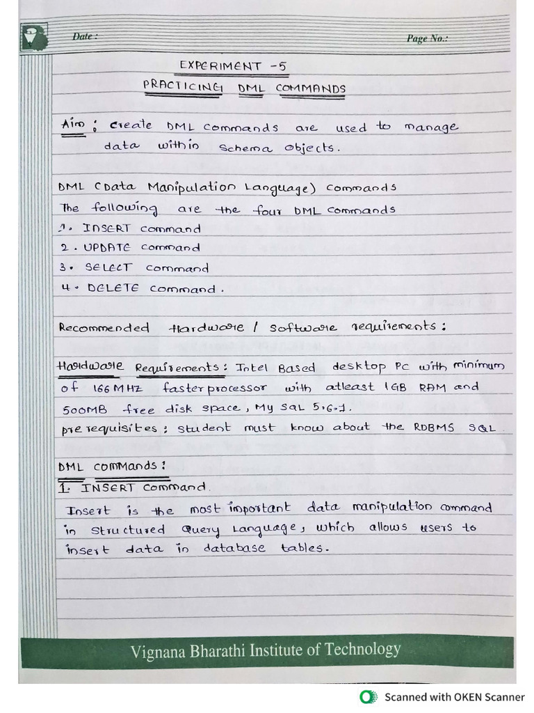Exp-5 Dml Commands | PDF