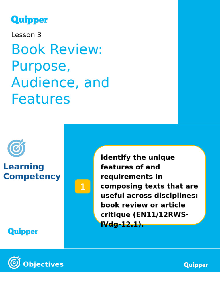 RW 11 12 Unit 15 Lesson 3 Book Review Purpose Audience and Features | PDF | Books | Bias