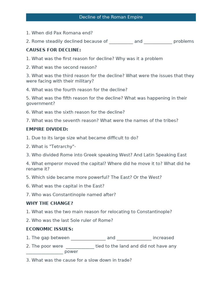 Fall of Roman Empire NOTES | PDF