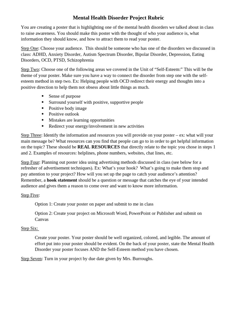 Mental Health Awareness Poster Guide | PDF | Mental Disorder ...