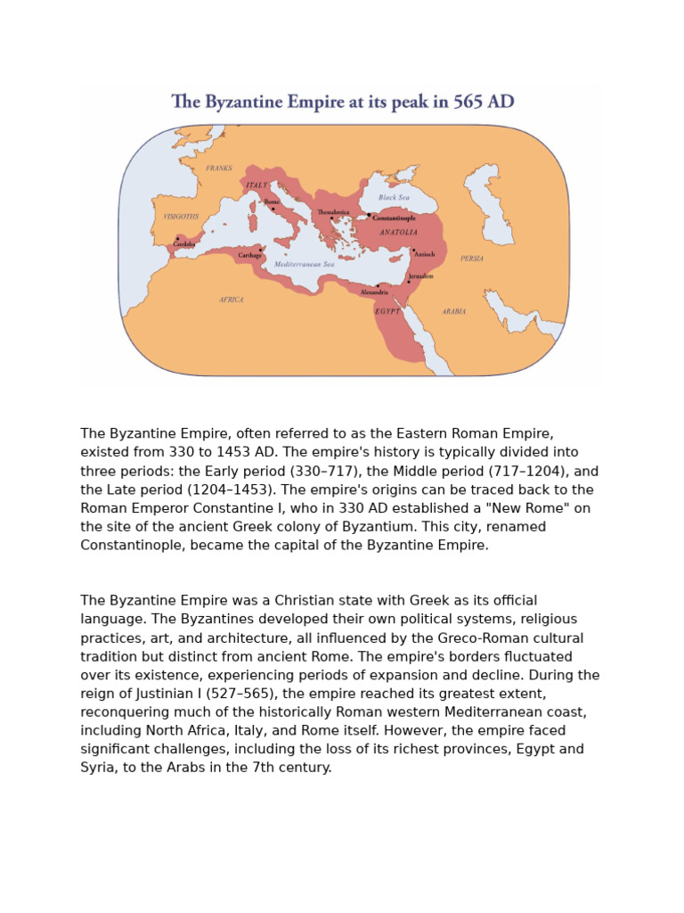 The Byzantine Empire Reading | PDF | Byzantine Empire | Constantinople