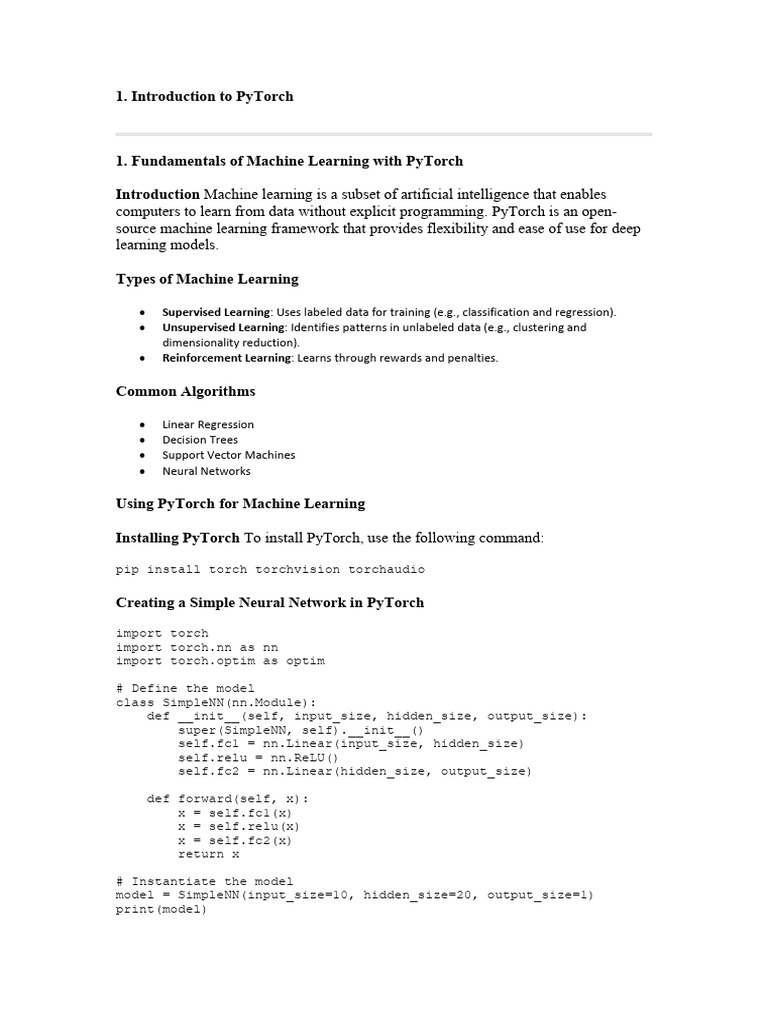 Introduction To PyTorch | PDF | Machine Learning | Deep Learning