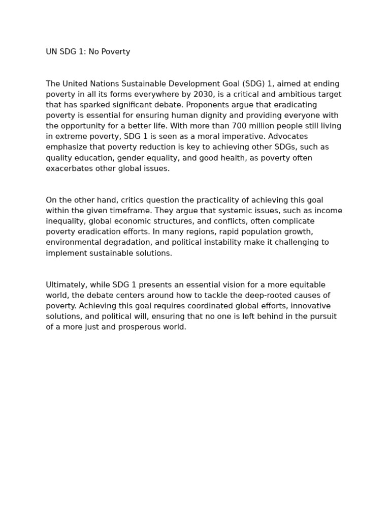 essay UN SDG 1 no pvty C | PDF