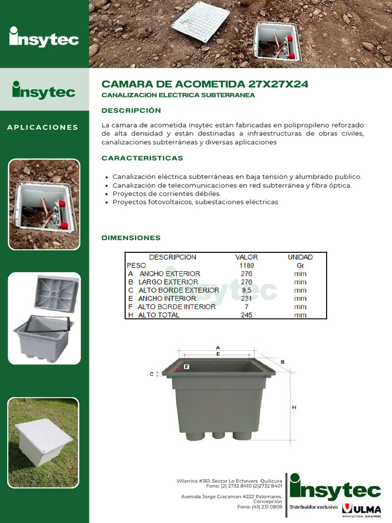 Ficha CAMARA DE ACOMETIDA INSYTEC | PDF
