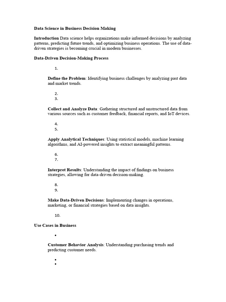 Data Science in Business Decision Making | PDF