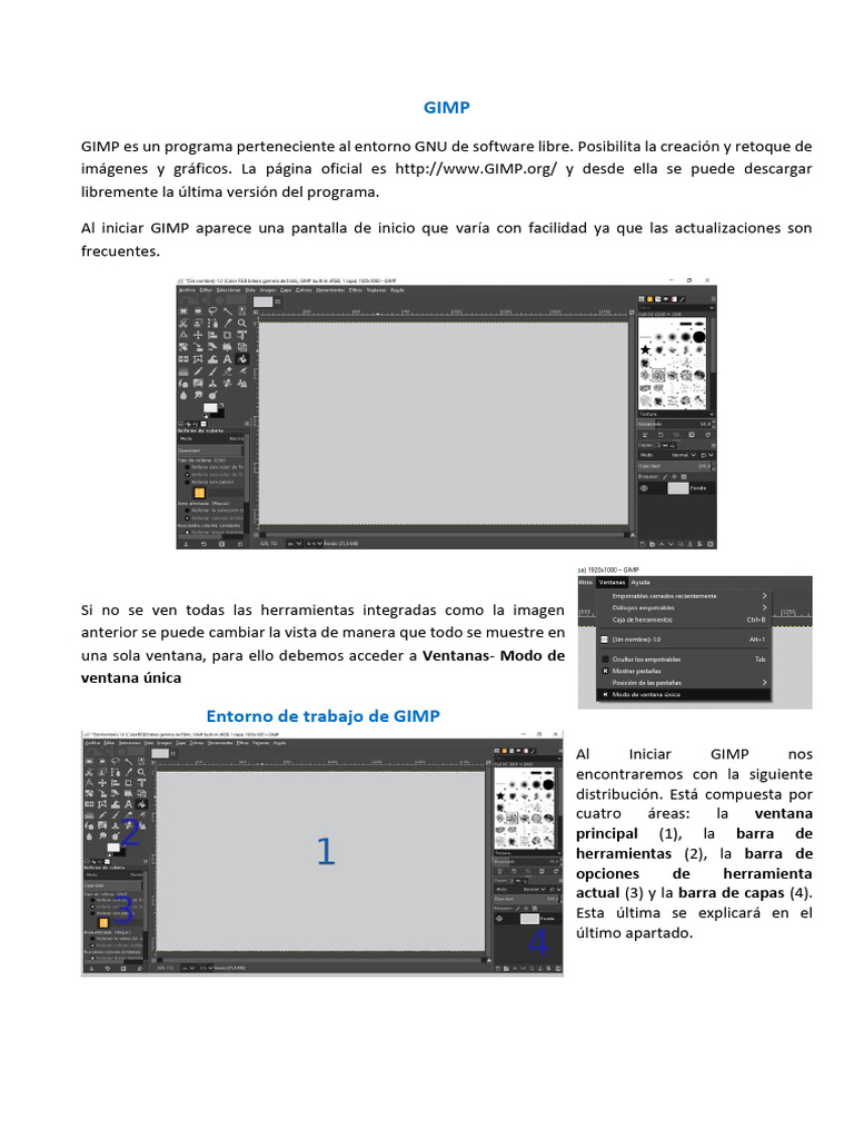 Apunte Resuimido de Gimp 2024 | PDF | Ventana (informática) | Procesamiento de imágenes