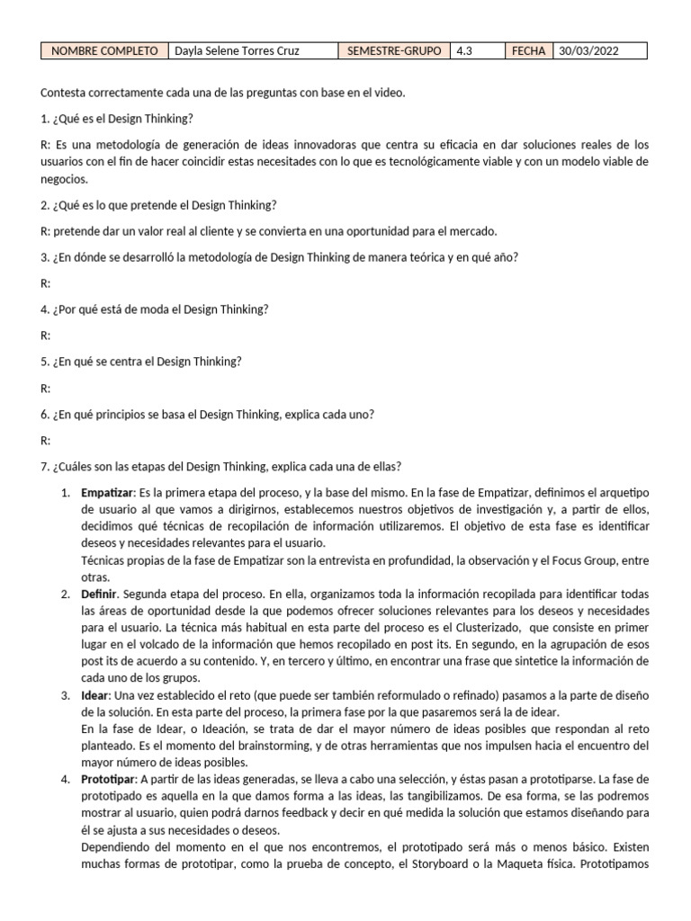 Introducción al Design Thinking y sus Etapas | PDF | El pensamiento de ...