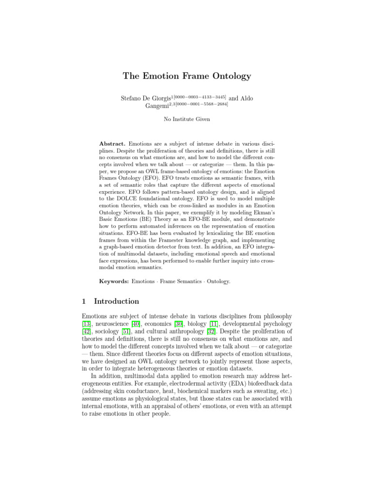 Degiorgis (EFO) | PDF | Emotions | Ontology (Information Science)