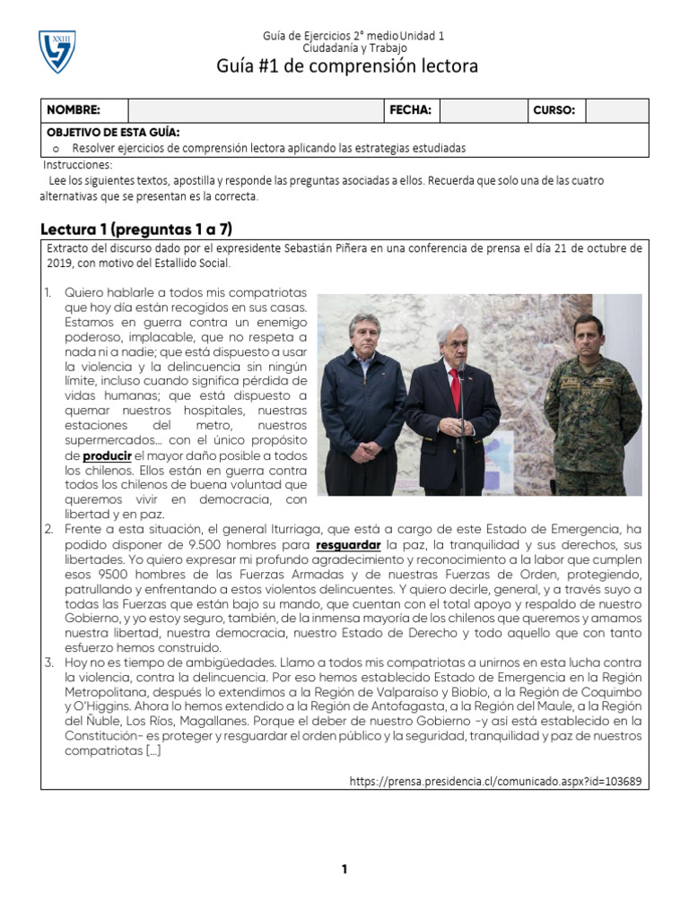 Guía Ejercicios SM 2 | PDF | Ansiedad | Chile