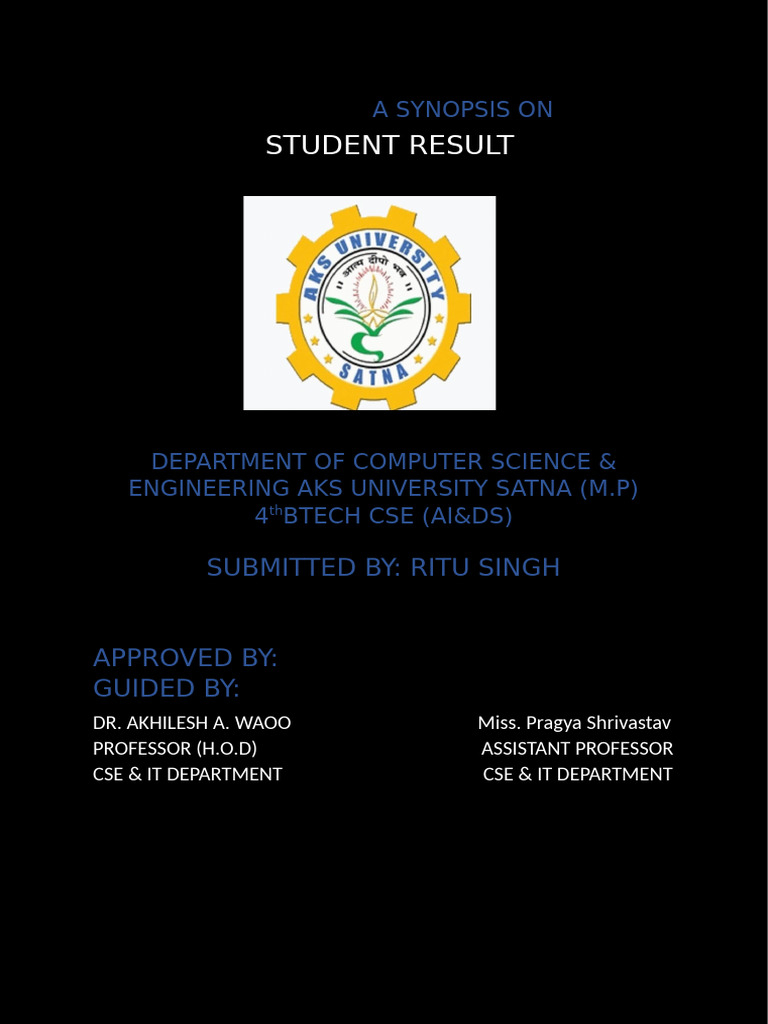 Synopsis - On - Student - Result Ritu 2 | PDF | Teachers | Educational ...