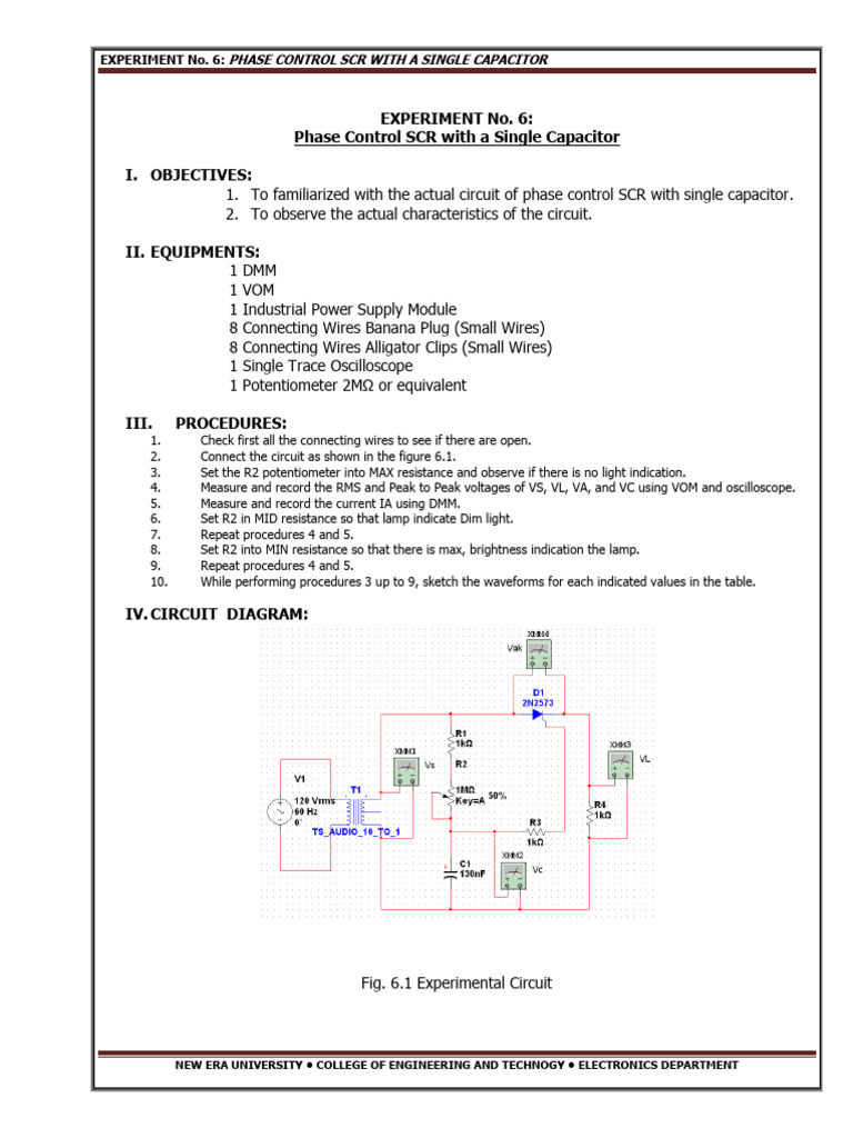 Experiment 6 Phase Control of SCR by Luigi De Real | PDF | Power ...