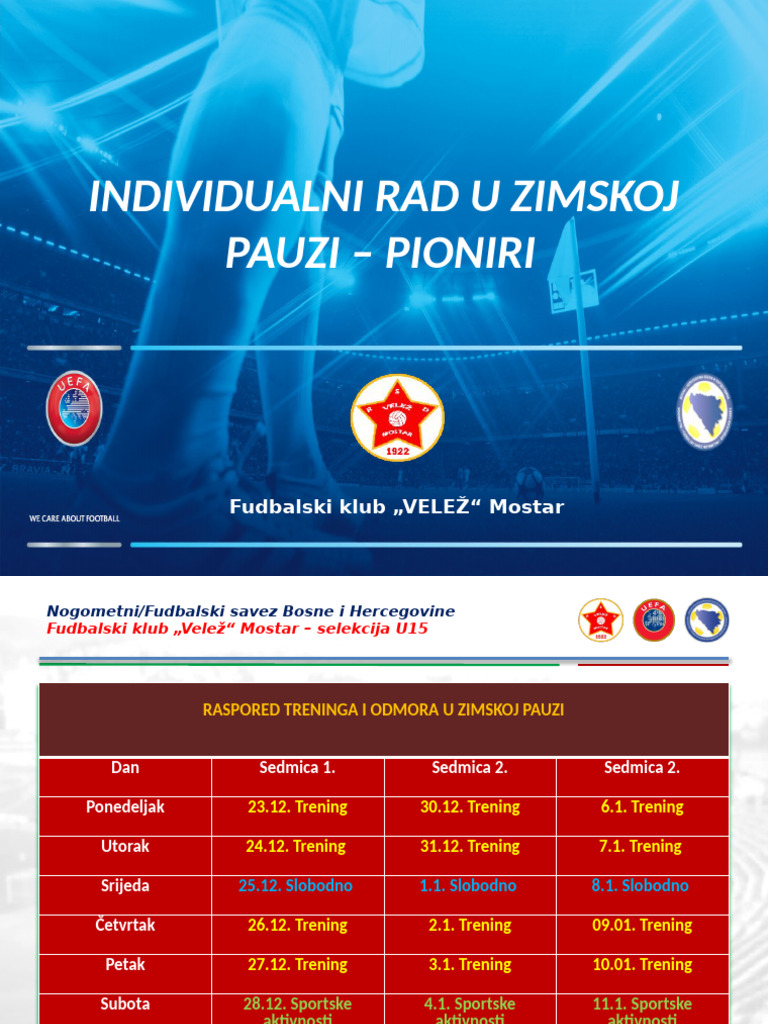 Individualni Plan Rada Pioniri U15 | PDF