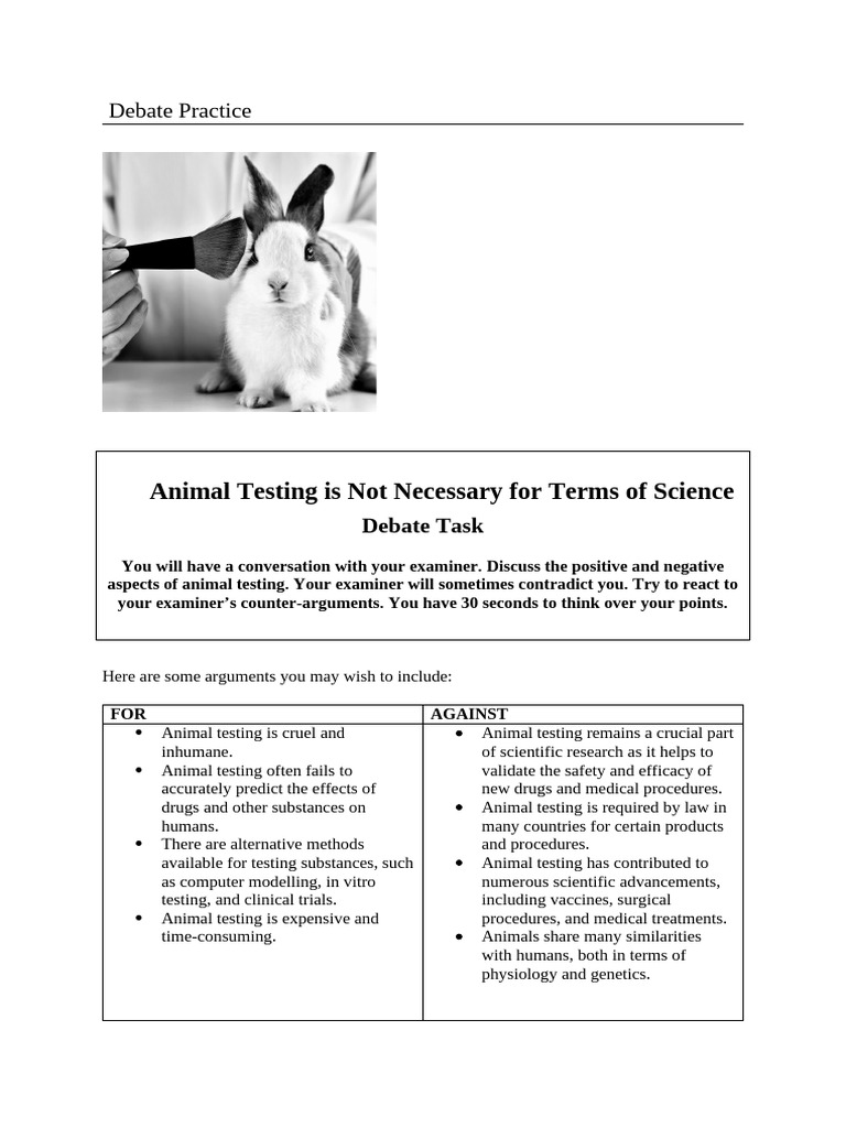 Debate Practice-Animal Testing | PDF