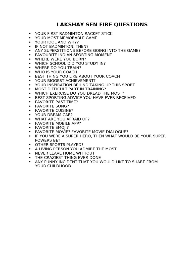 Lakshay Sen Rapidfire | PDF