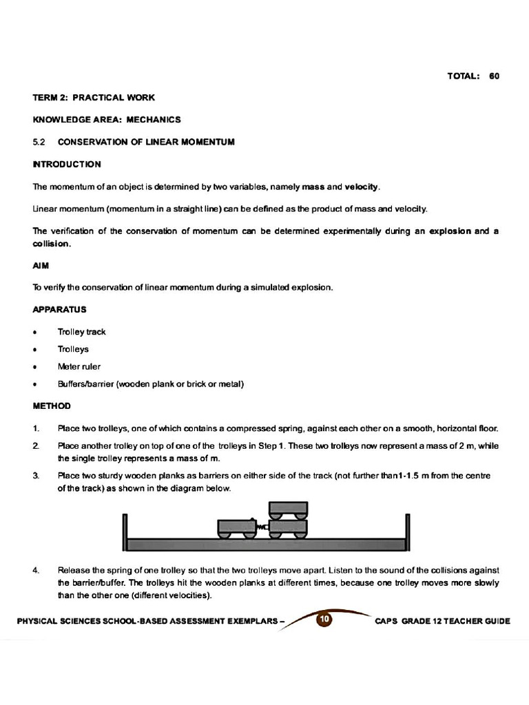 Physical Sciences Grade 12 Practical Investigation Momentum and Impulse ...