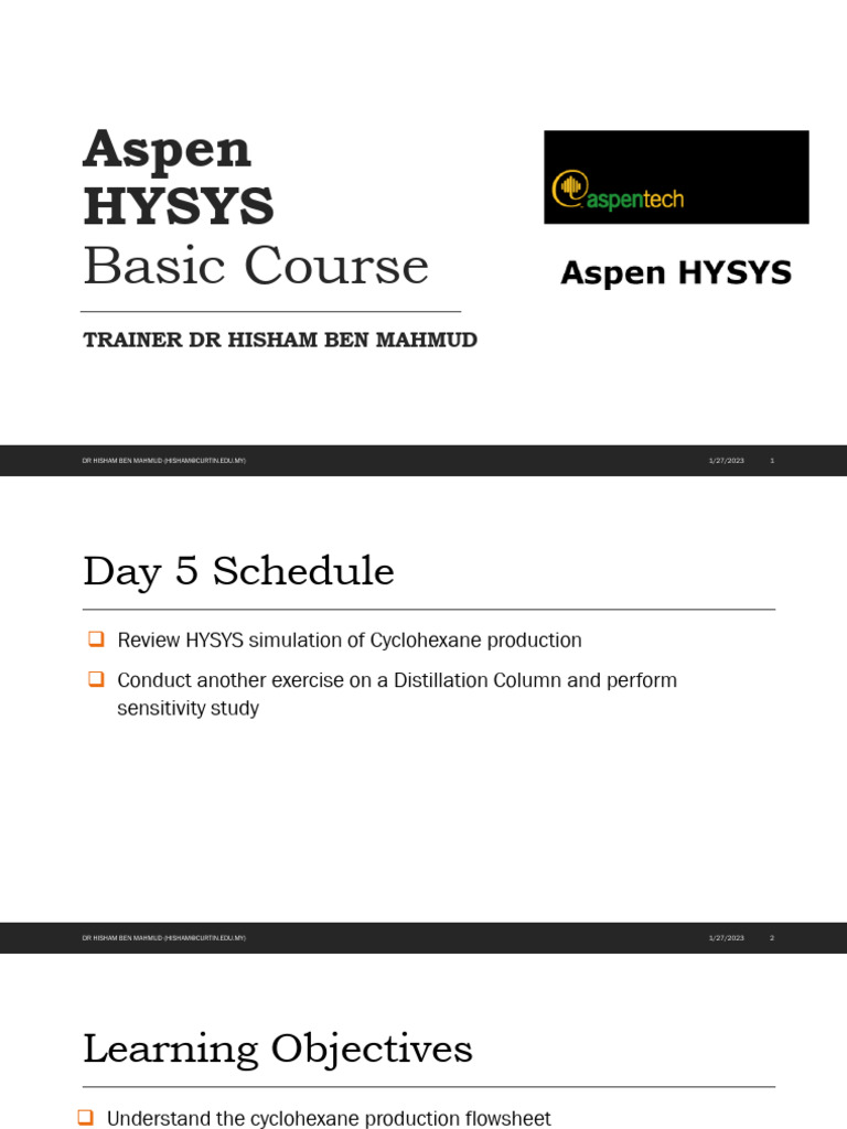 HYSYS Basic Course - Day 5 | PDF | Distillation | Chemical Engineering