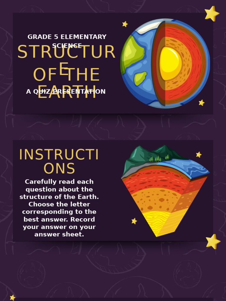 Earth Structure Quiz for Grade 5 | PDF