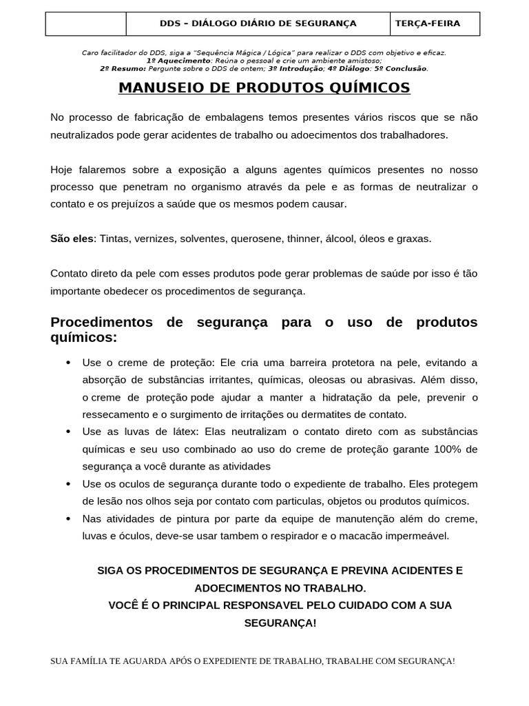 DDS - Terça - Manuseio de Produtos Químicos | PDF