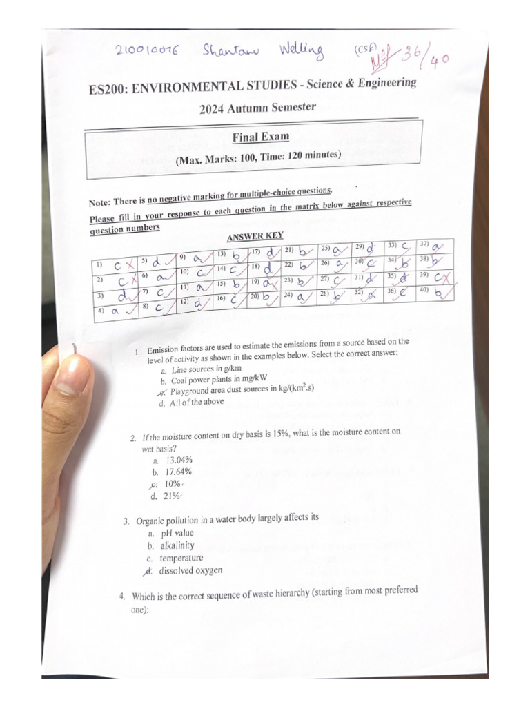 Es200 2024 25 Endsem With Solutions | PDF
