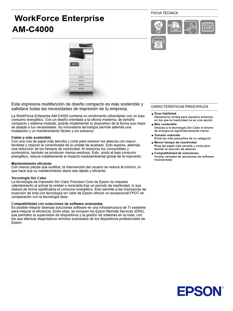workforce-enterprise-am-c4000-datasheet | PDF | Impresora (Computación) | Fax