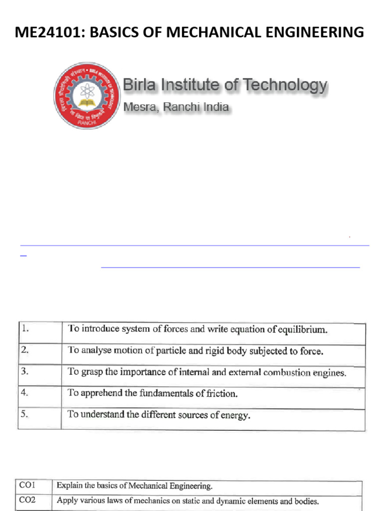 01_ME_101_BME_Intro_and_Mod-1_1 | PDF | Euclidean Vector | Force