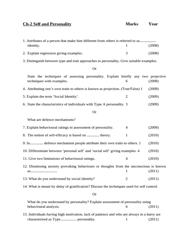 Understanding Self and Personality Concepts | PDF | Identity (Social ...