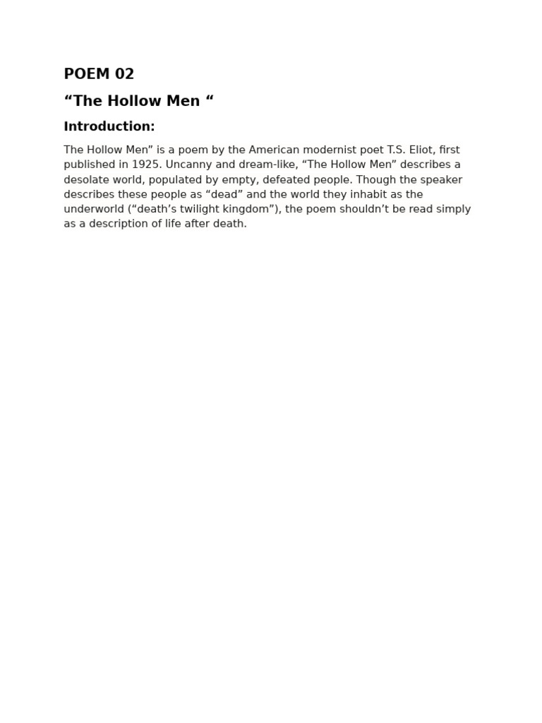 Analysis Hoolow Men | PDF