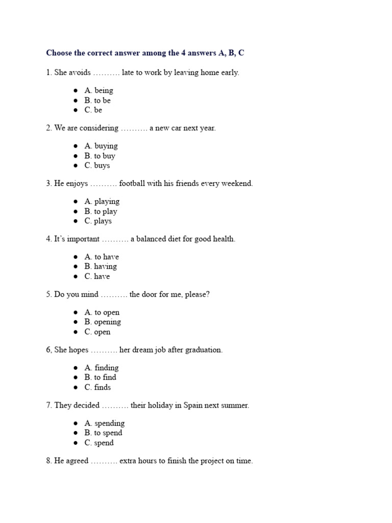 Verb Forms: Gerunds vs. Infinitives Quiz | PDF
