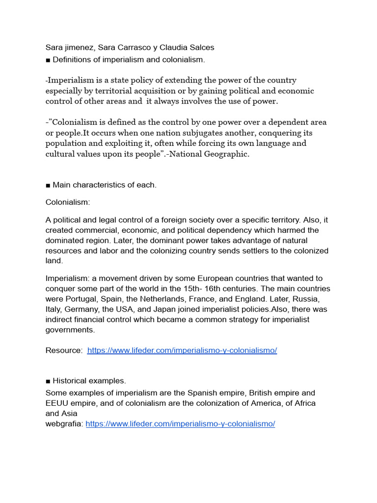 Imperialism vs. Colonialism Explained | PDF