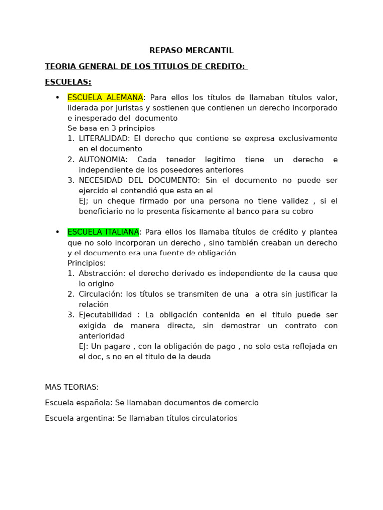 Repaso Mercantil | PDF | Instrumento negociable | Cheque