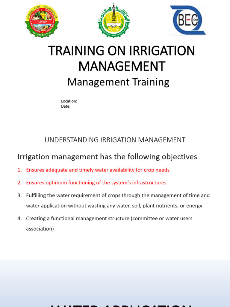Management Training On Irrigation System | PDF | Fertilizer | Soil
