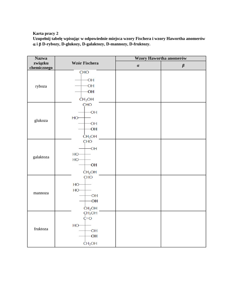 Karta Pracy 2 Cukry Proste | PDF