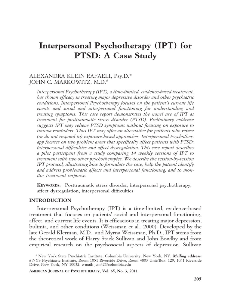 IPT for PTSD: Case Study Insights | PDF | Psychological Trauma ...