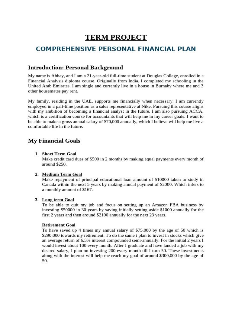 Personal Finance Term Project | PDF | Personal Finance | Financial Services