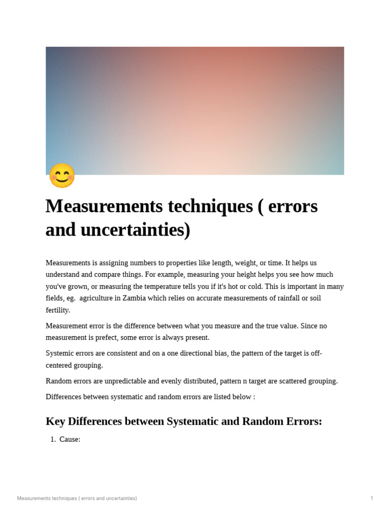 Measurement Errors and Uncertainties Explained | PDF | Observational Error | Significant Figures